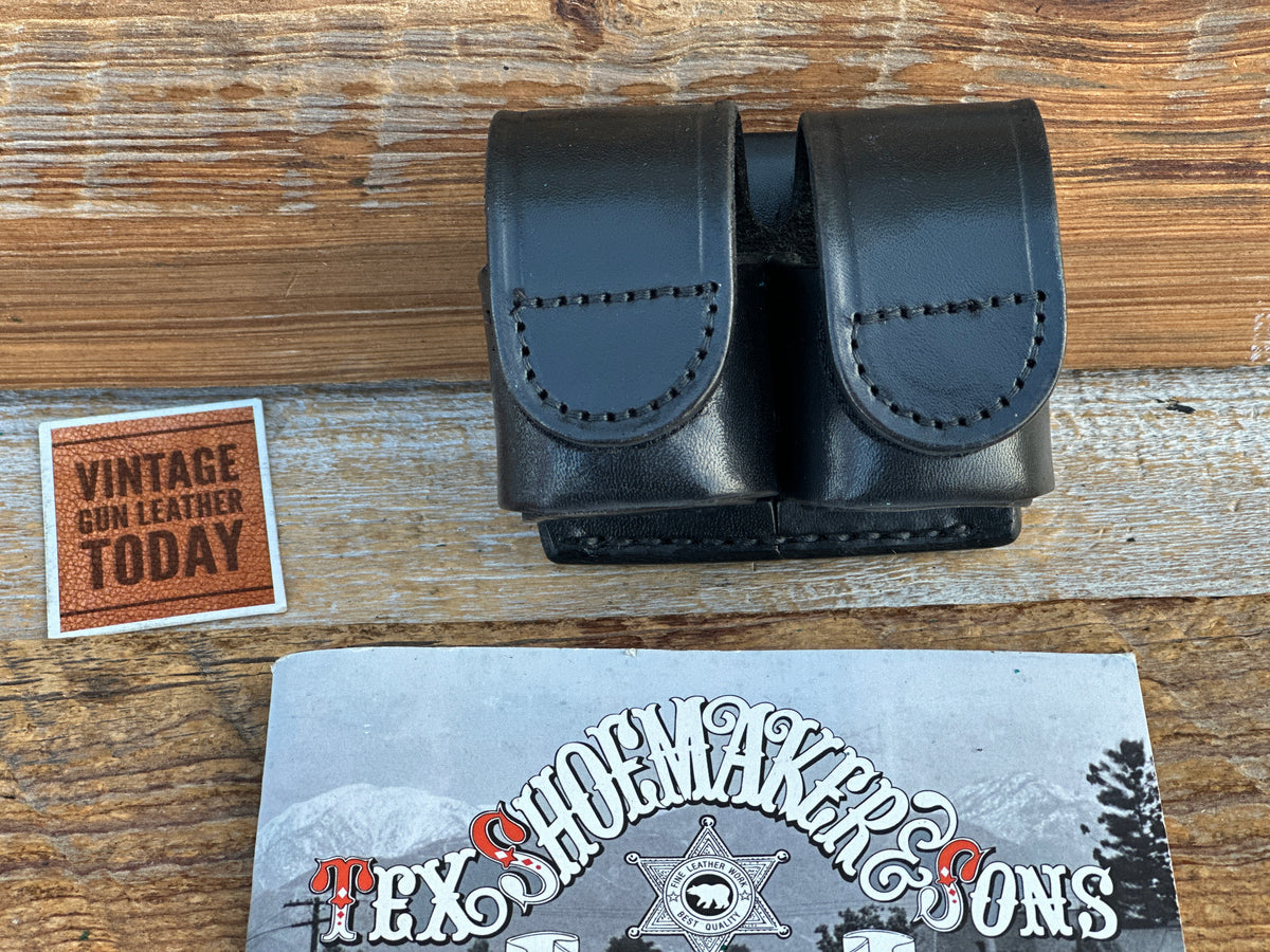 Tex Shoemaker 103 L Black Leather Double Speedloader Holder L Frame wi ...
