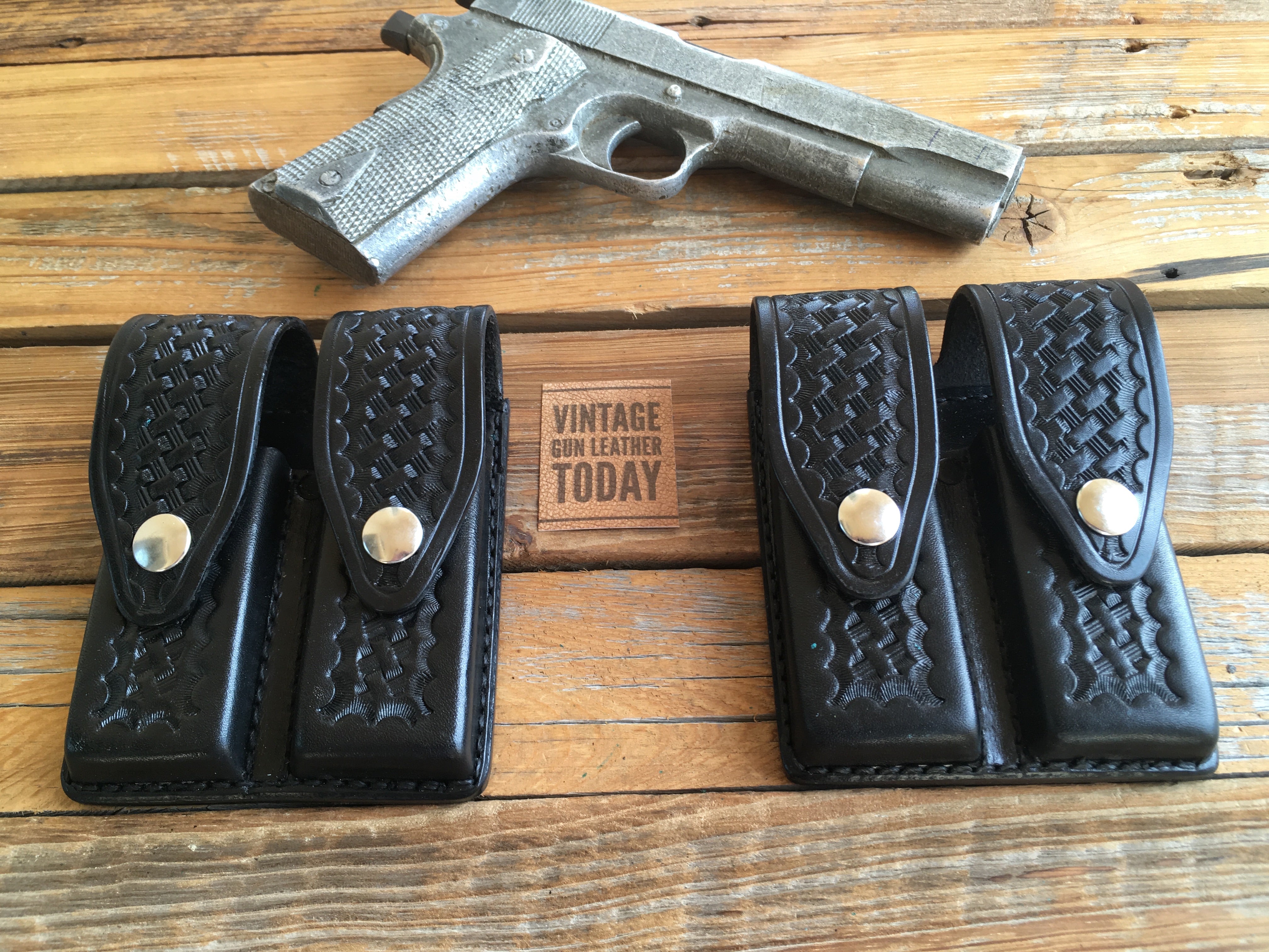 Tex Shoemaker 215 Black Basketweave Double Magazine Carrier Duty 1911 ...
