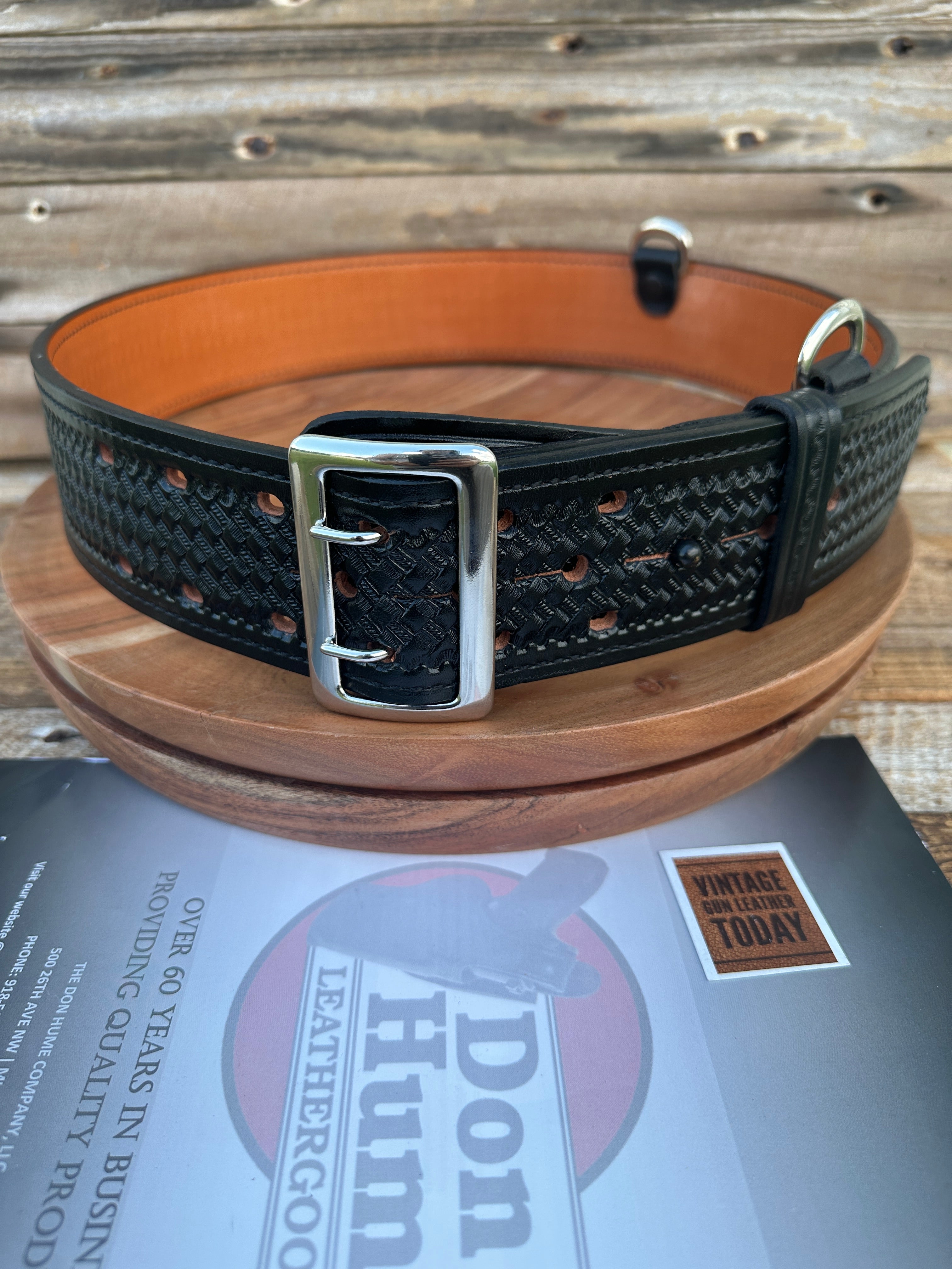 Don Hume 36 Black Basket Leather 2 1/4" Duty Belt With Sam Browne Stra ...