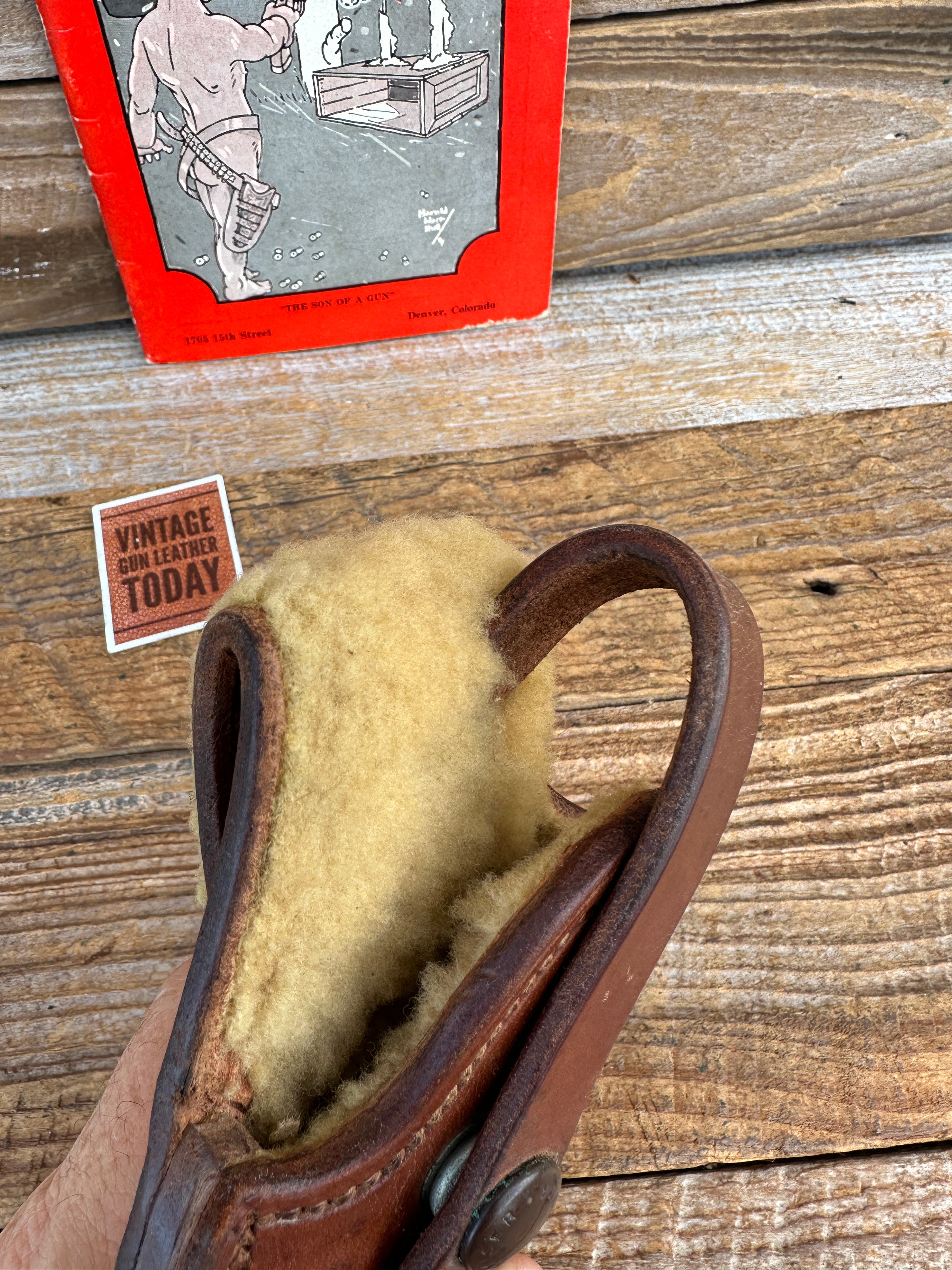 Vintage HH Heiser 1919 1955 Wool Lined OWB Brown Leather Holster For 2 ...