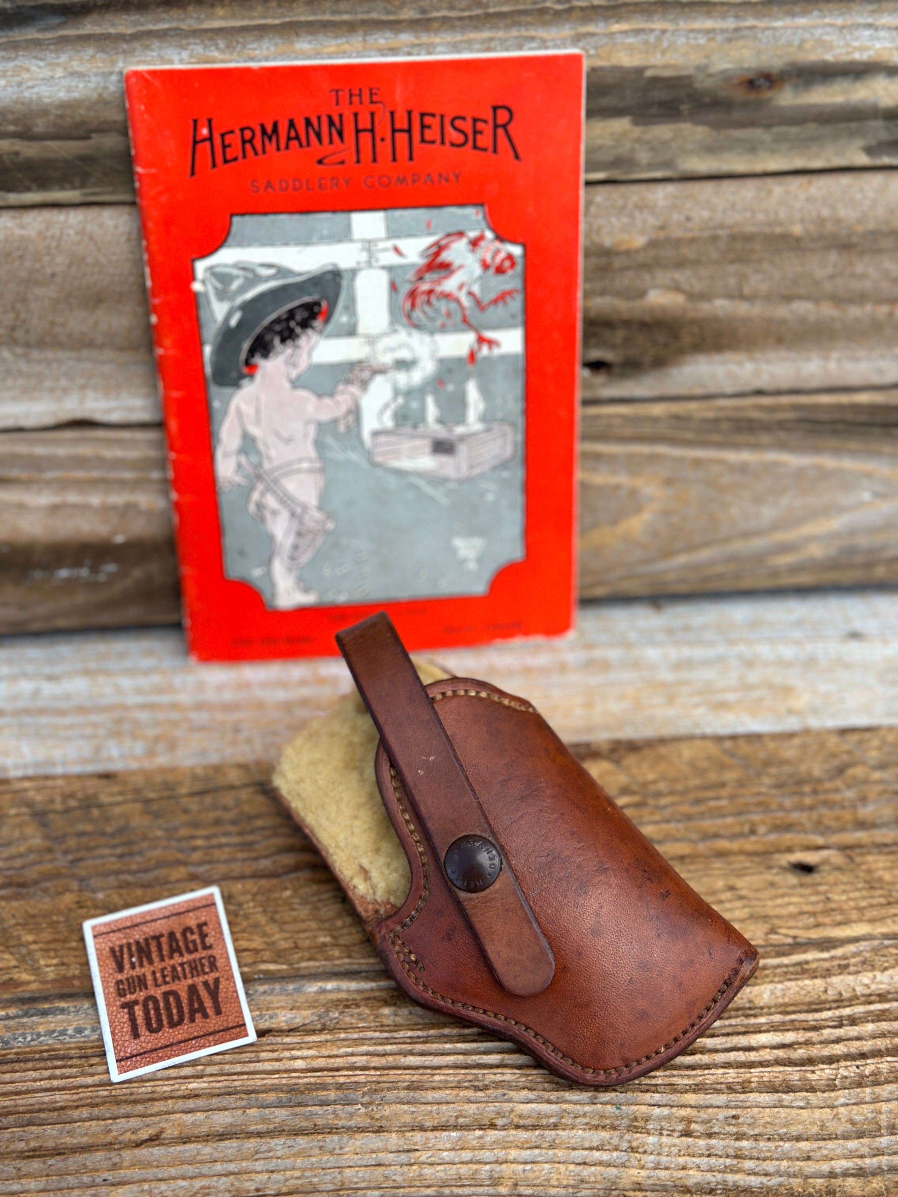 Vintage HH Heiser 1919 1955 Wool Lined OWB Brown Leather Holster For 2 ...