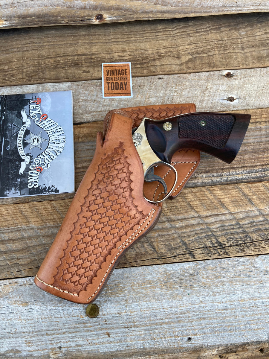 Vintage Tex Shoemaker Brown Basketweave Leather Cross Draw Holster For ...