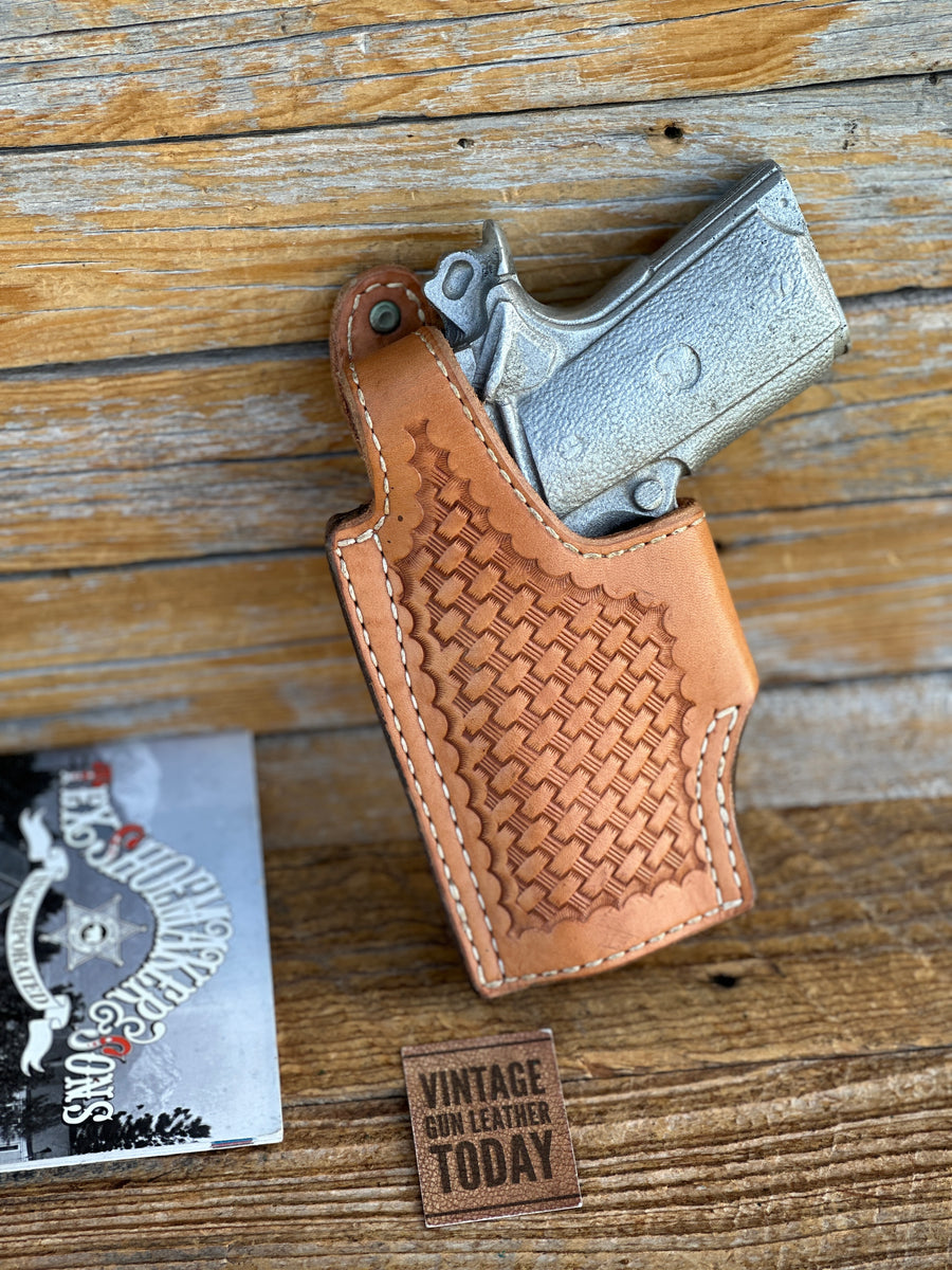 Tex Shoemaker Brown Lined Basket Leather Officers Model Holster 45 191 ...