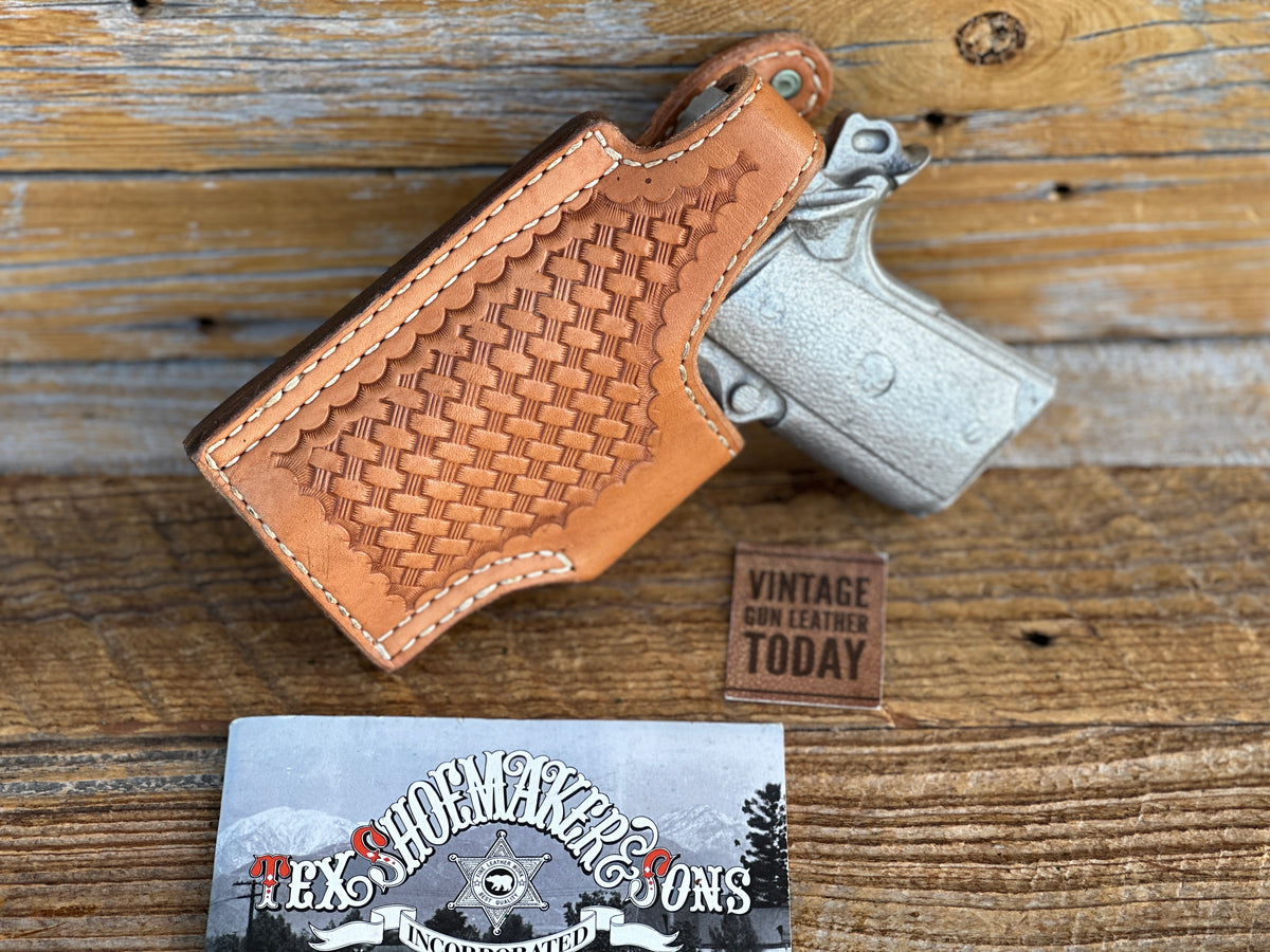 Tex Shoemaker Brown Lined Basket Leather Officers Model Holster 45 191 ...