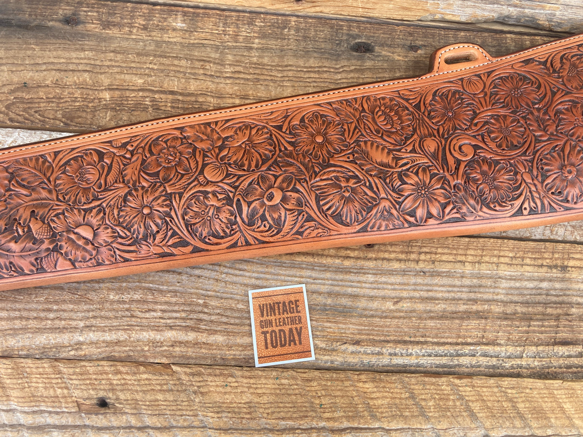 Hand Floral Carved Leather Custom Rifle Scabbard for Lever Action 1894 ...