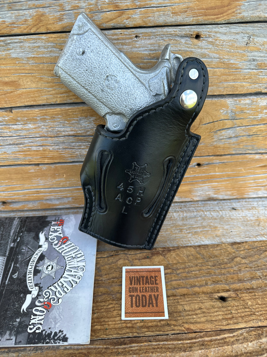Tex Shoemaker Black Lined Plain Leather Officers Model Holster 45 1911 ...