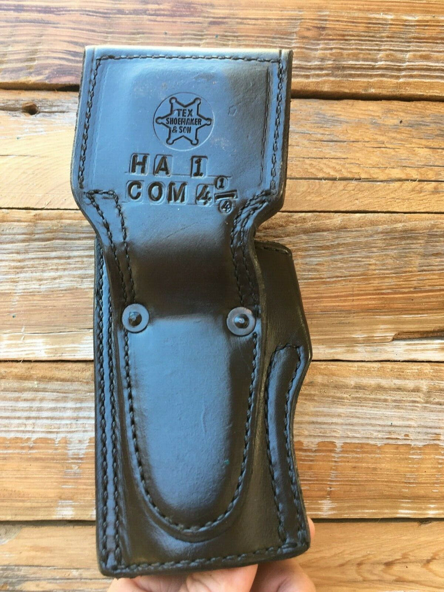 Vintage Tex Shoemaker Plain Black Leather Lined Holster For Colt Comma ...