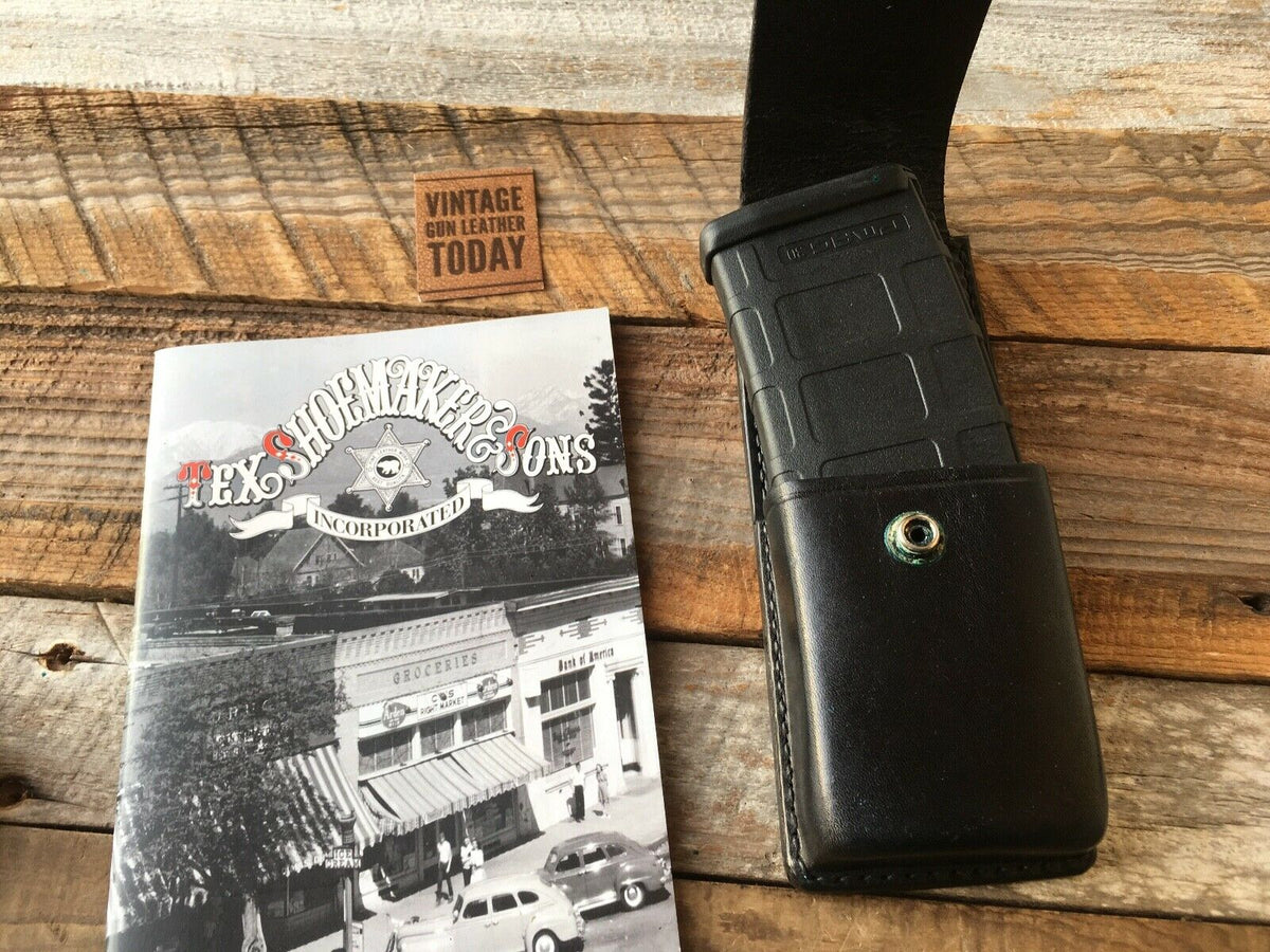 Tex Shoemaker Black Leather Police Duty Single Carrier For Colt Magazi ...