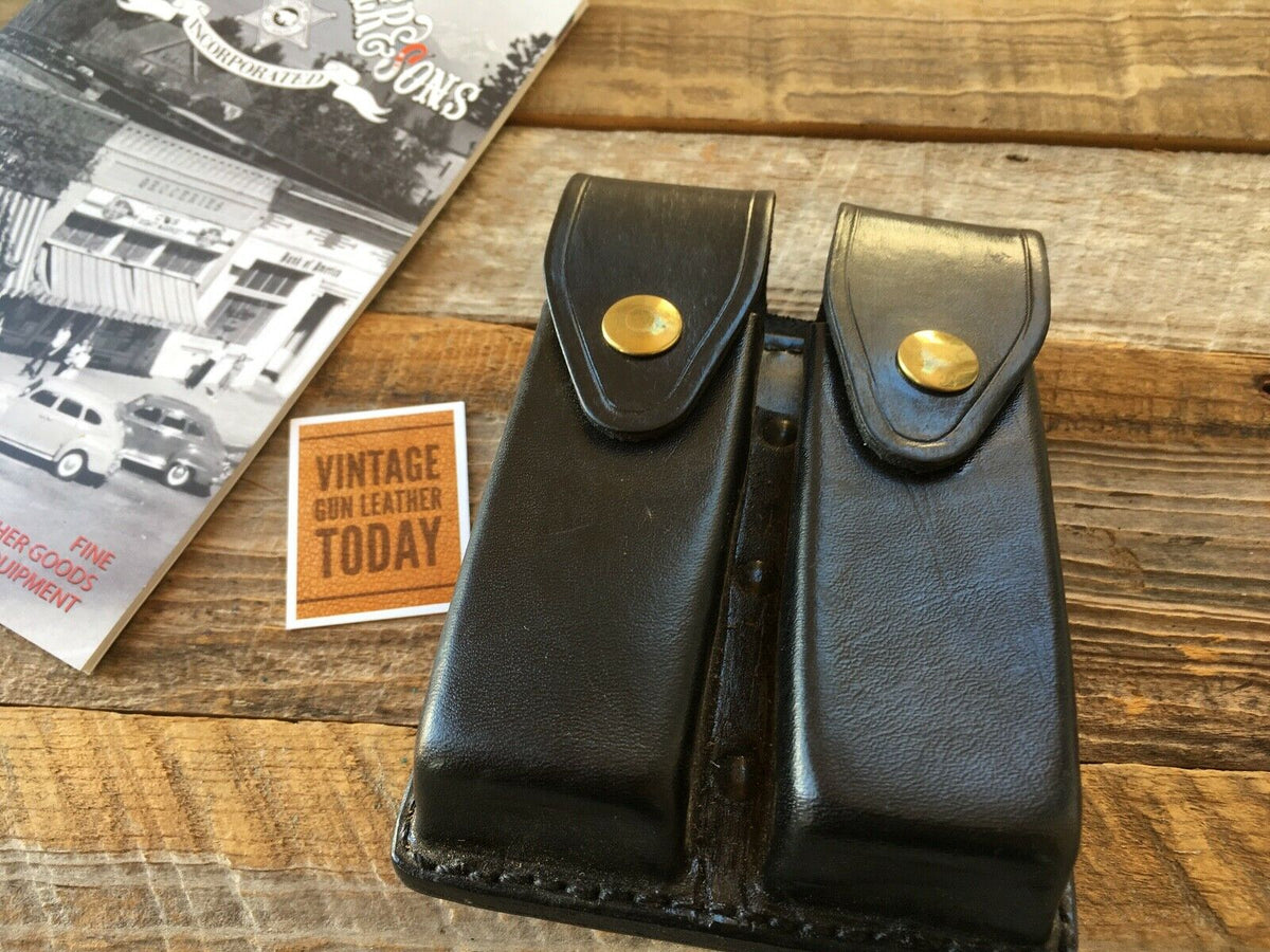 Tex Shoemaker Plain Black Leather Duty Double Magazine Carrier For FN ...