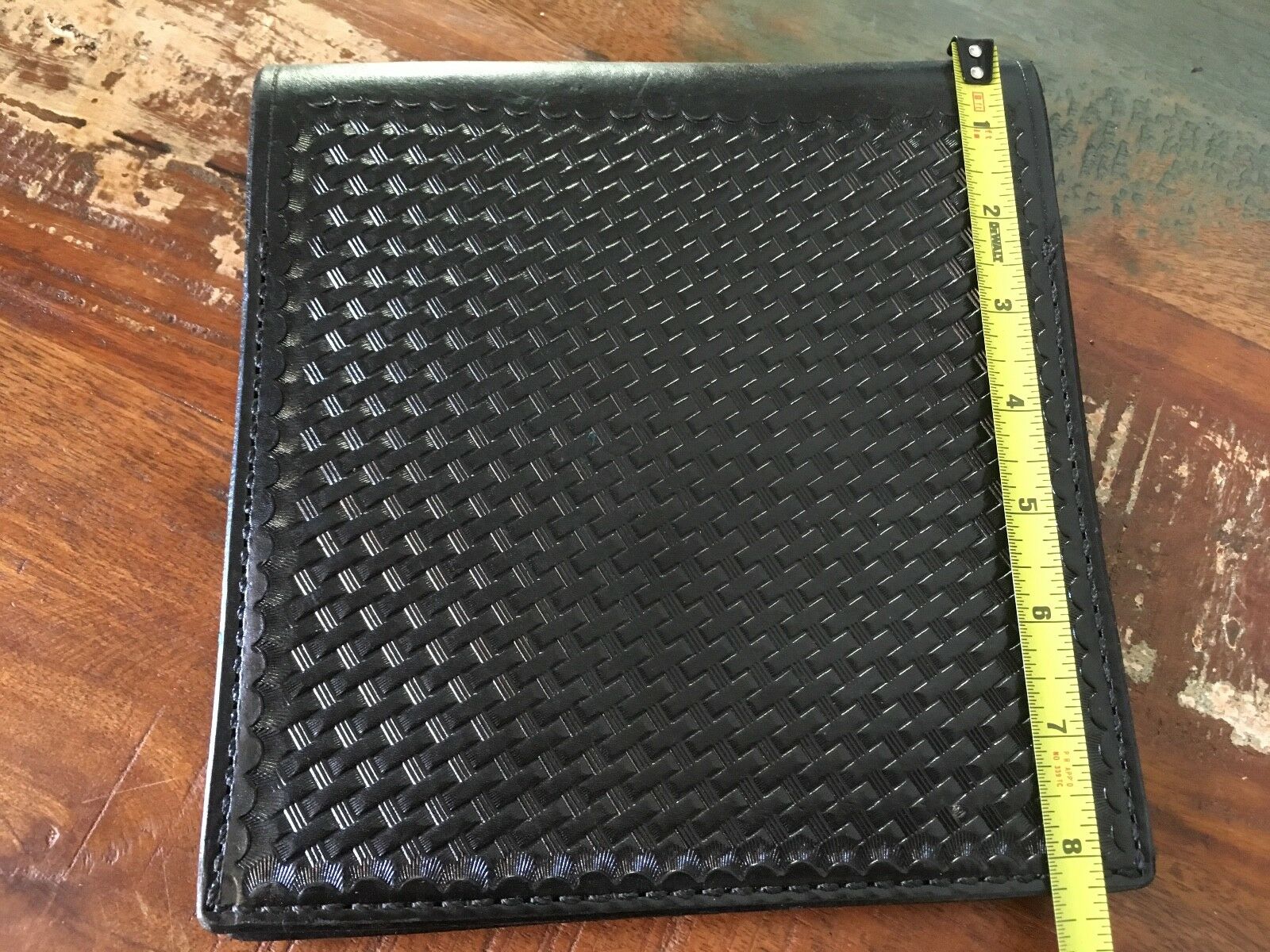 Tex Shoemaker Black Basketweave Leather Police Notebook Cover Holder 8 ...